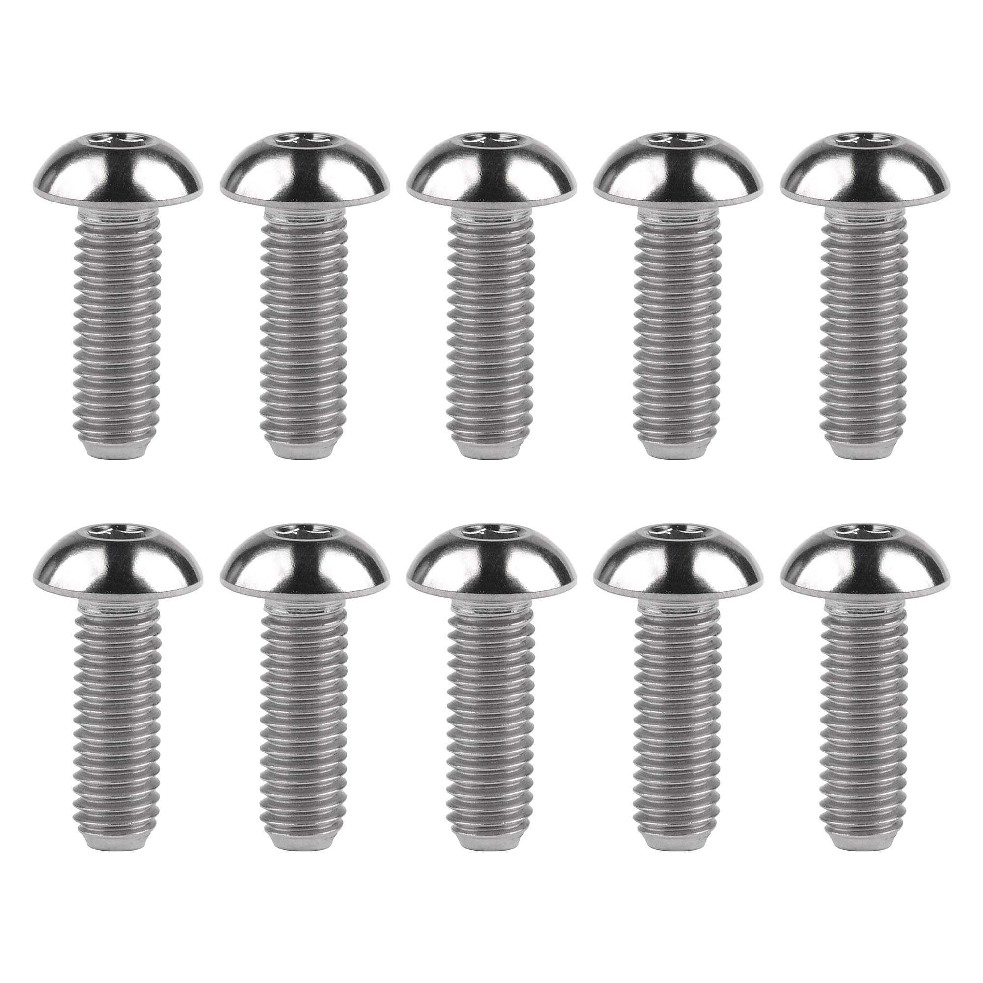 Wanyifa Titanium Ti Water Bottle Cage M5x8 10 12 15mm Bolt Button Head Allen Key Screws Pack of 10 (Silver, M5x15mm)