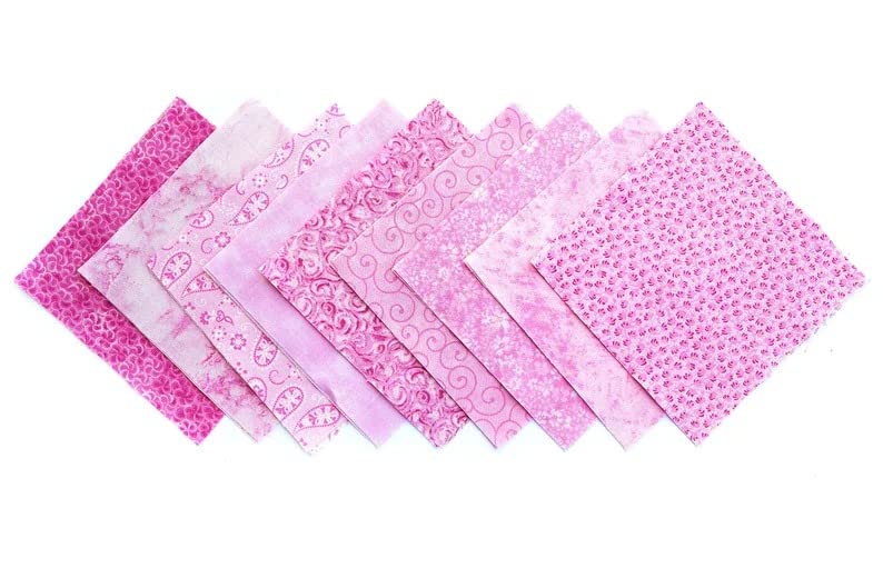 90 Piece It's All Pink Cute pre-Cut Charm Pack 5" Squares 100% Cotton Fabric Quilt Pink Tone on Tone