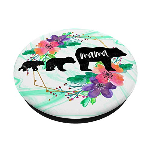 Mama Bear Mom Gift Phone Holder - 2 Cubs Kiddo Mom PopSockets PopGrip: Swappable Grip for Phones & Tablets