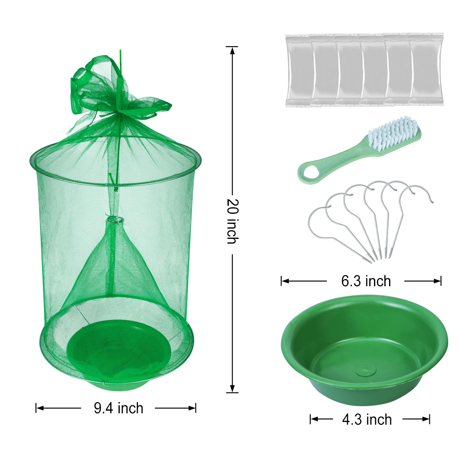 6 Pack Ranch Fly Trap, Reusable Hanging Fly Traps Outdoor, Farm/Stable Fly Killer, Effective Fly Catcher Trap for Horse, Fly Hunter