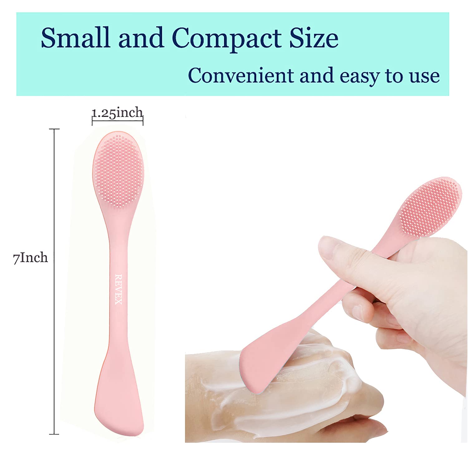 REVEX Silicone Face Mask Applicator,Face Scrubber,2Pcs Mask Applicator Tool for Facial Mud,Facial Cleansing Brushes with Bristles for Makeup Skincare Removal.(Pink+Gray)