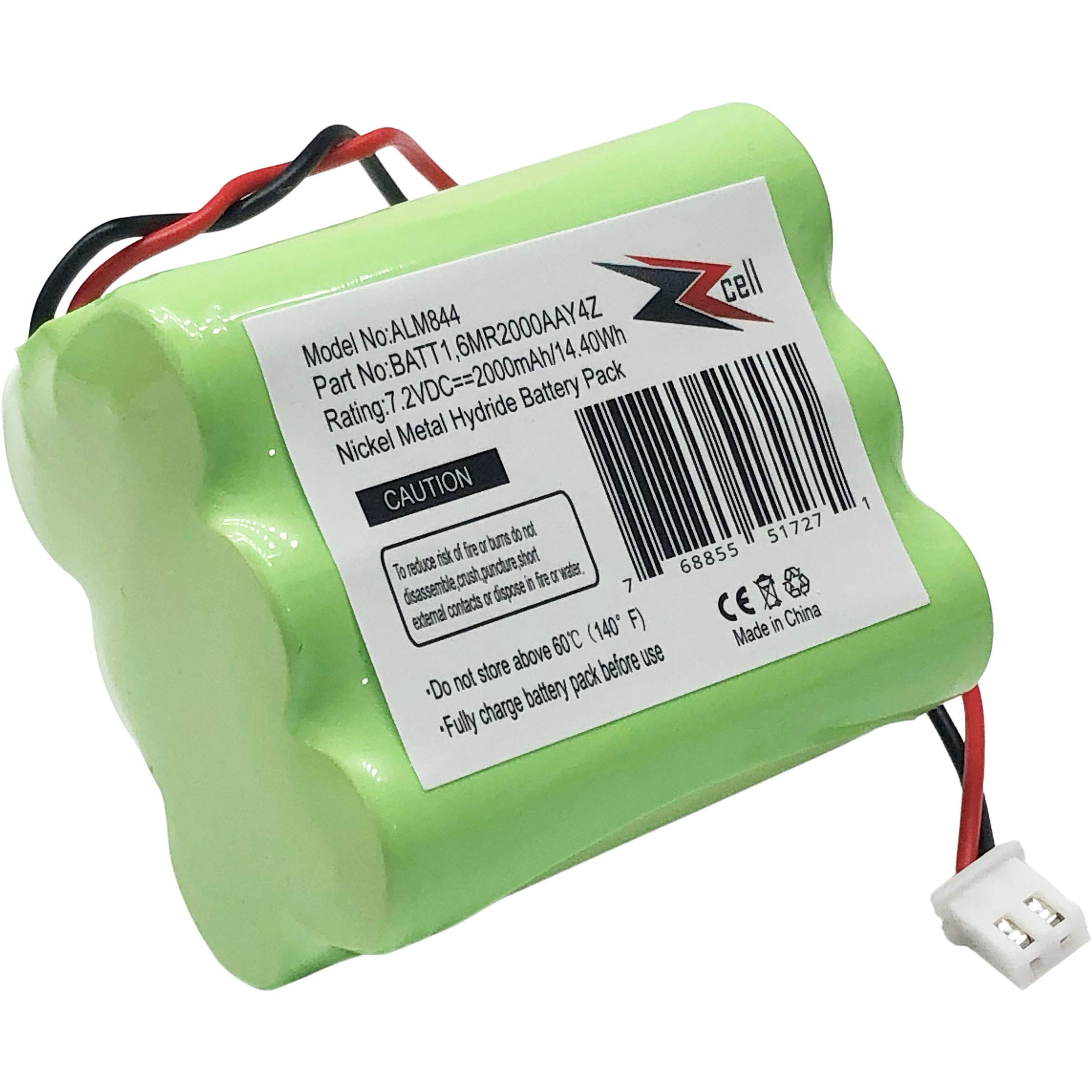 ZZcell® Battery Replacement for 2Gig BATT1, BATT1X, BATT2X, 6MR2000AAY4Z, GC2 2GIG-CNTRL2 2GIG-CP2, GCKIT311, 228844, Go Control Panel Alarm System 10-000013-001, PERS-4200, 7.2V, 2000mAh