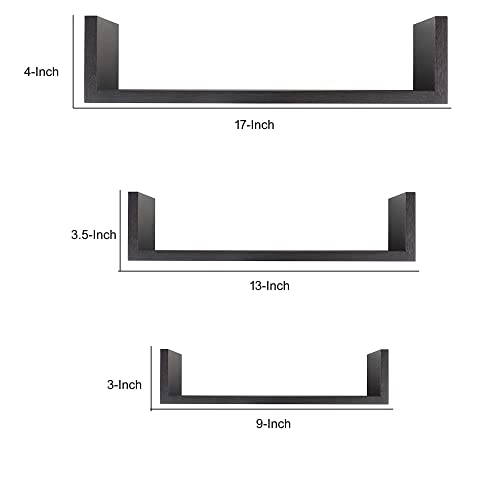 Danya B. Contemporary Laminated MDF Floating U Wall Decor Shelves, Bathroom or Living Room Wall Decor, (3 Shelf Pack) (Walnut)