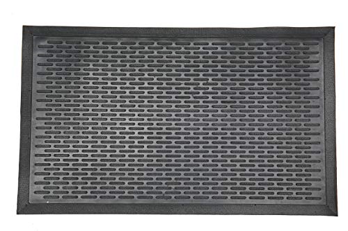 Indoor/Outdoor Hose-Wash Ribbed Design Non-Slip Rubber 2x3 Modern Entryway Mat for Entryway, Patio, Backyard, Garage, 24" x 36", Black Ribbed