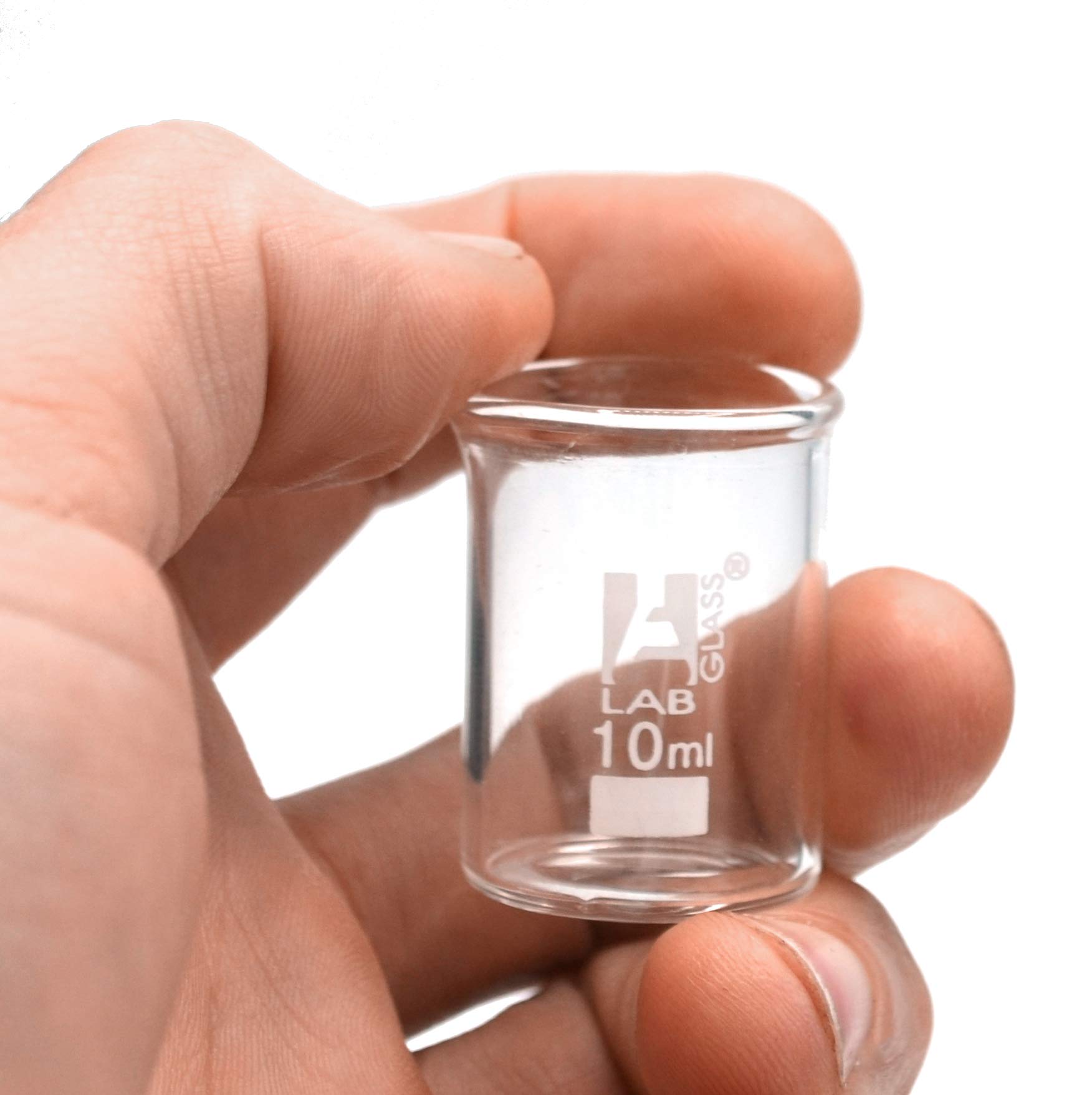 EISCO 12PK Beakers, 10ml - Griffin Style, Low Form with Spout Ungraduated Borosilicate 3.3 Glass- Eisco Labs