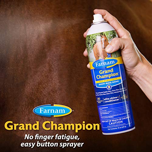 Farnam Grand Champion Fly Repellent for Horses, Plus Coat Conditioner for Show Ring Shine, 15-Ounce Non-Aerosol Spray Bottle (100528258)