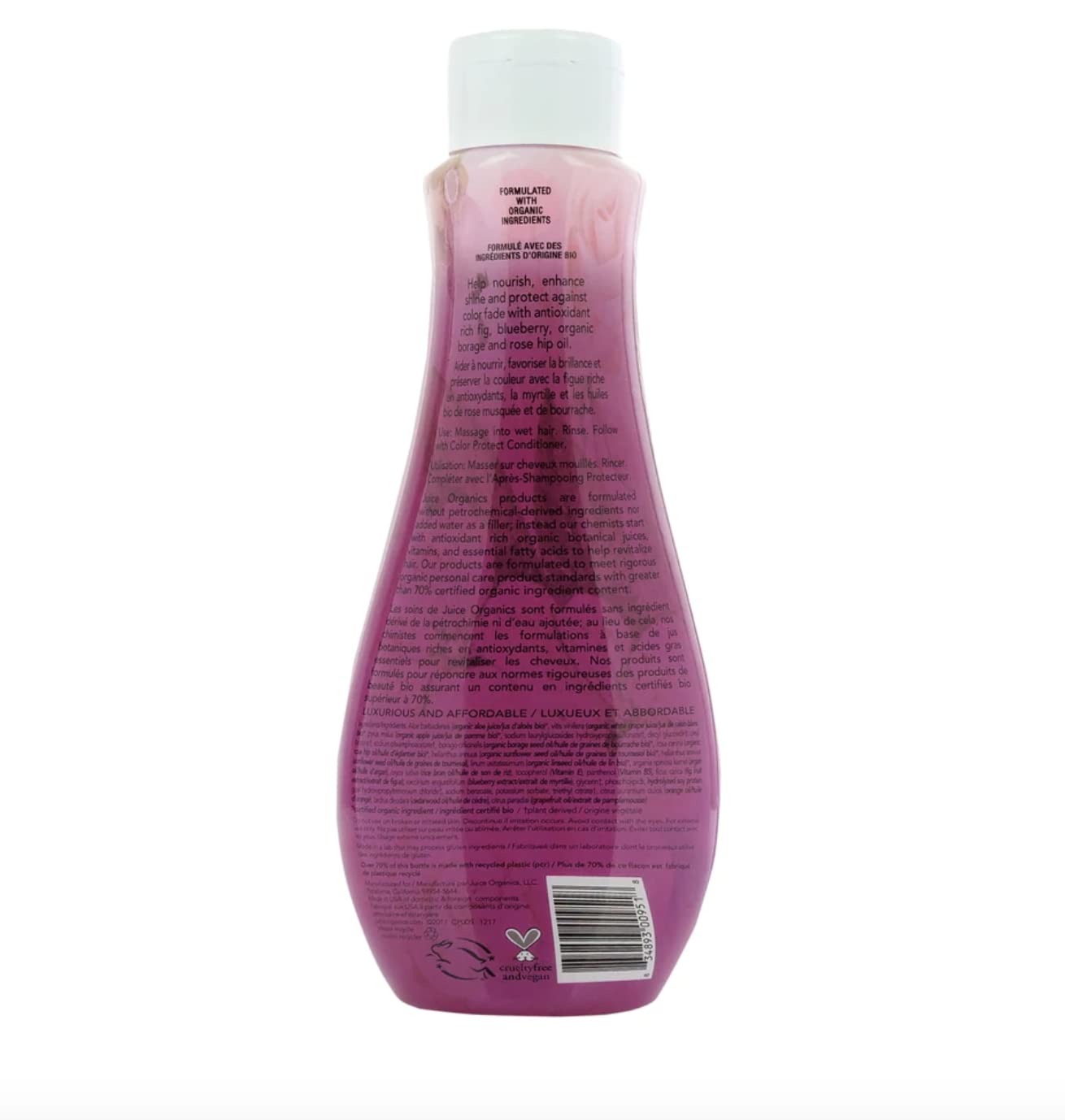 Juice Beauty Rose Fig Color Protect Shampoo - 300 mL - Deeply Cleanses, Boosts Shine + Enhances Volume - For Highlighted + Color-Treated Hair - Vegan, Cruelty Free