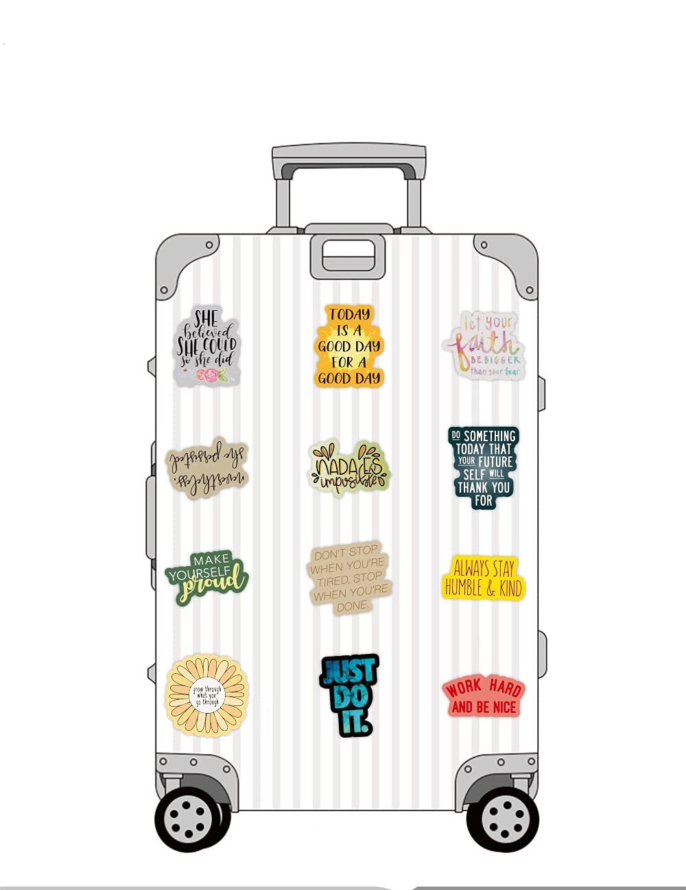 50PCS Inspirational Positive Sticker Inspirational Word Phrase Sticker Kettle Notebook Stationery Refrigerator Diary Boy Girl Vinyl Decal