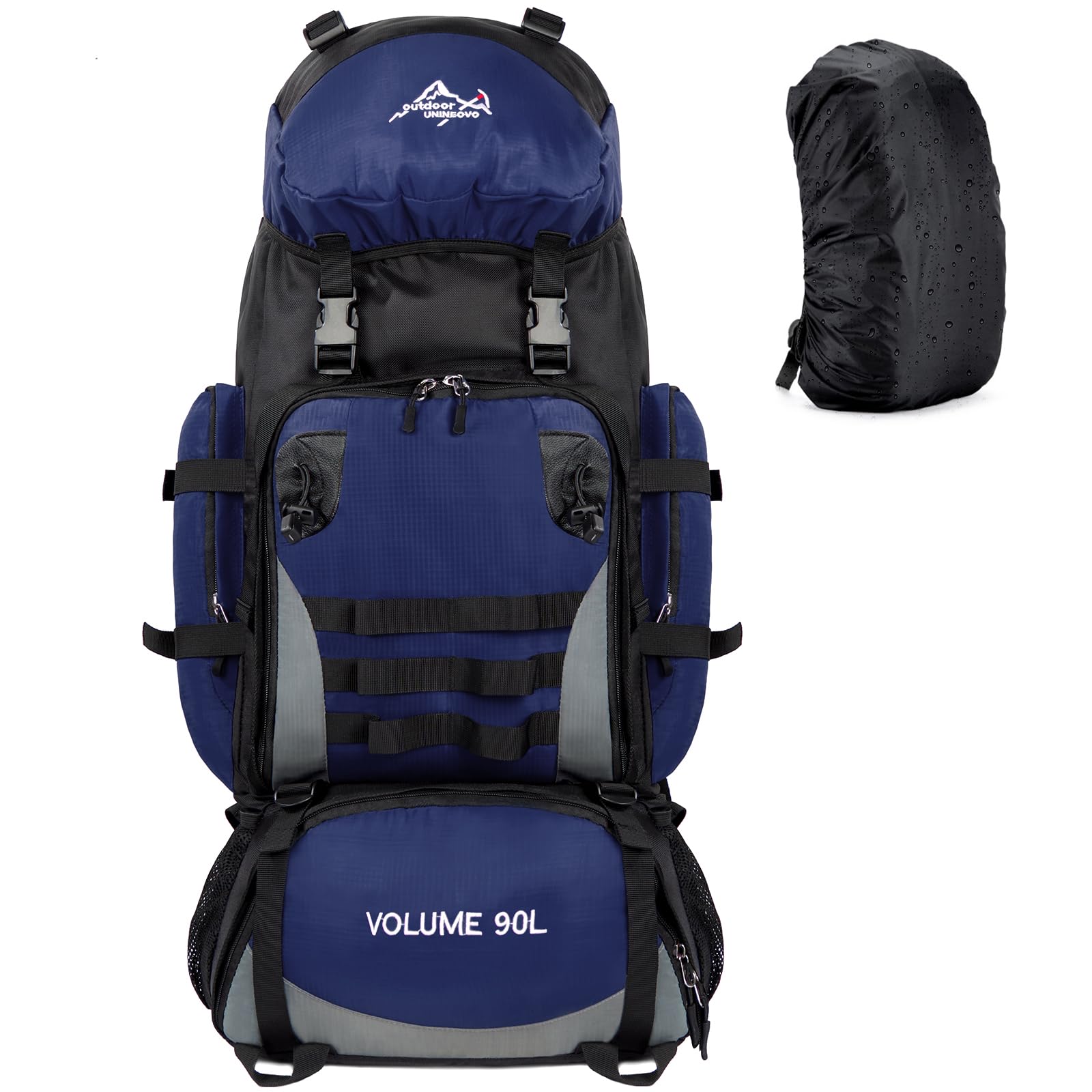 90L Large Camping Hiking Backpack with Rain Cover, Waterproof Molle Rucksack Military Backpack (Dark Blue)