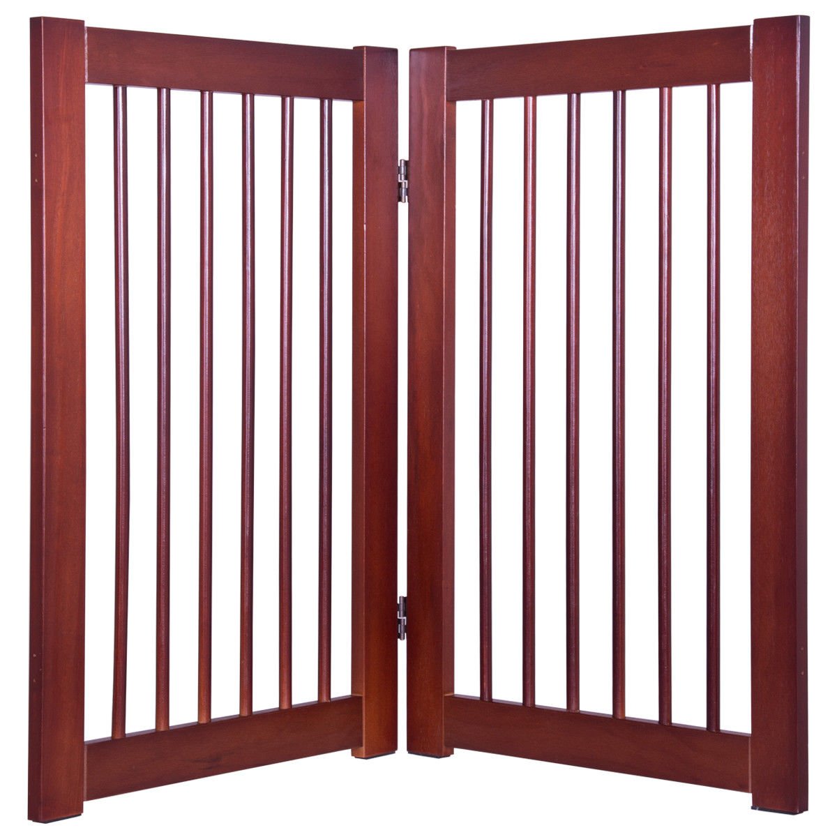 Giantex 30'' Configurable Folding Free Standing Panel Wood Pet Dog Safety Fence w/Gate (40'' W)