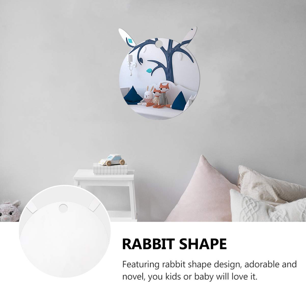 Adhesive Mirrors Wall Mirror Mirror Wall Stickers Acrylic Wall Decals Decoration Removable Rabbit Sign for Room Bathroom Living Room(Small Rabbit) Wall Mirror