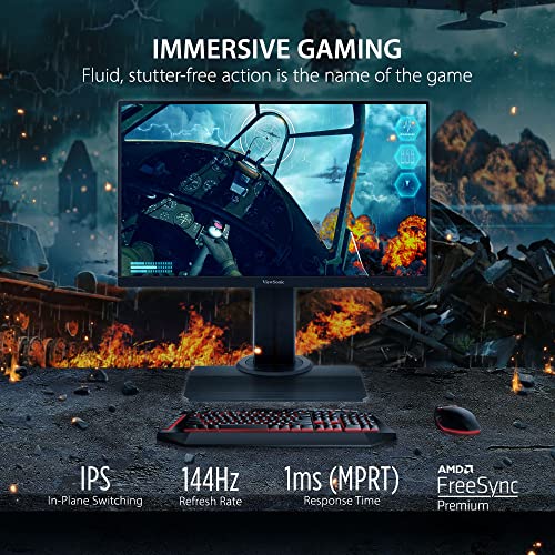 ViewSonic XG2705-2K 27 Inch 1440p 1ms 144Hz IPS Gaming Monitor with FreeSync Premium, Eye Care, Advanced Ergonomics, HDMI and DP for Esports