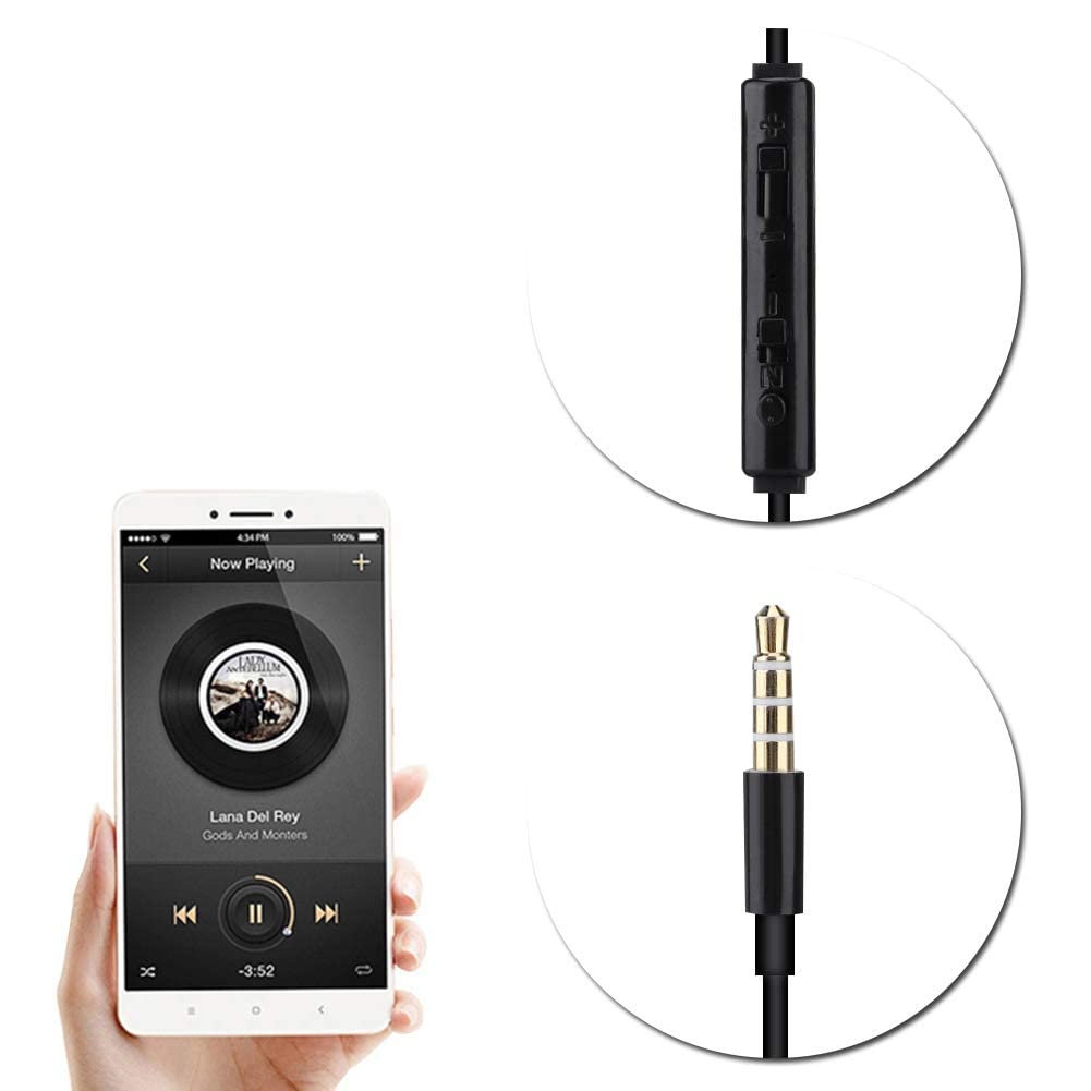 Yoidesu Universal 3.5mm Acoustic Hollow Earbuds Headphones with Microphone,Anti-Radiation in-Ear Single Earbud,Wired Cell Phone Earpiece (Black)