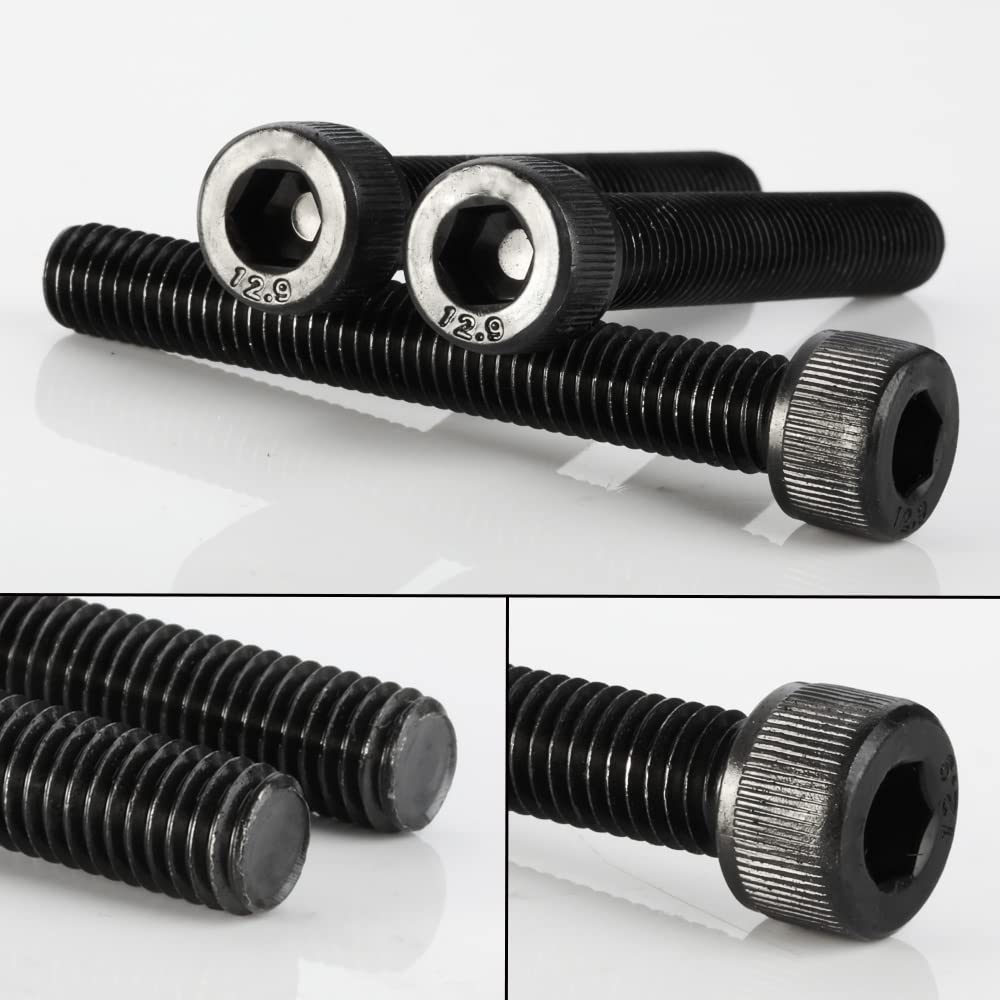 M6-1.0 x 40mm, 45mm, 50mm, 55mm and 60mm Socket Head Cap Screws, Grade 12.9 Alloy Steel, Black Oxide, 25 PCS