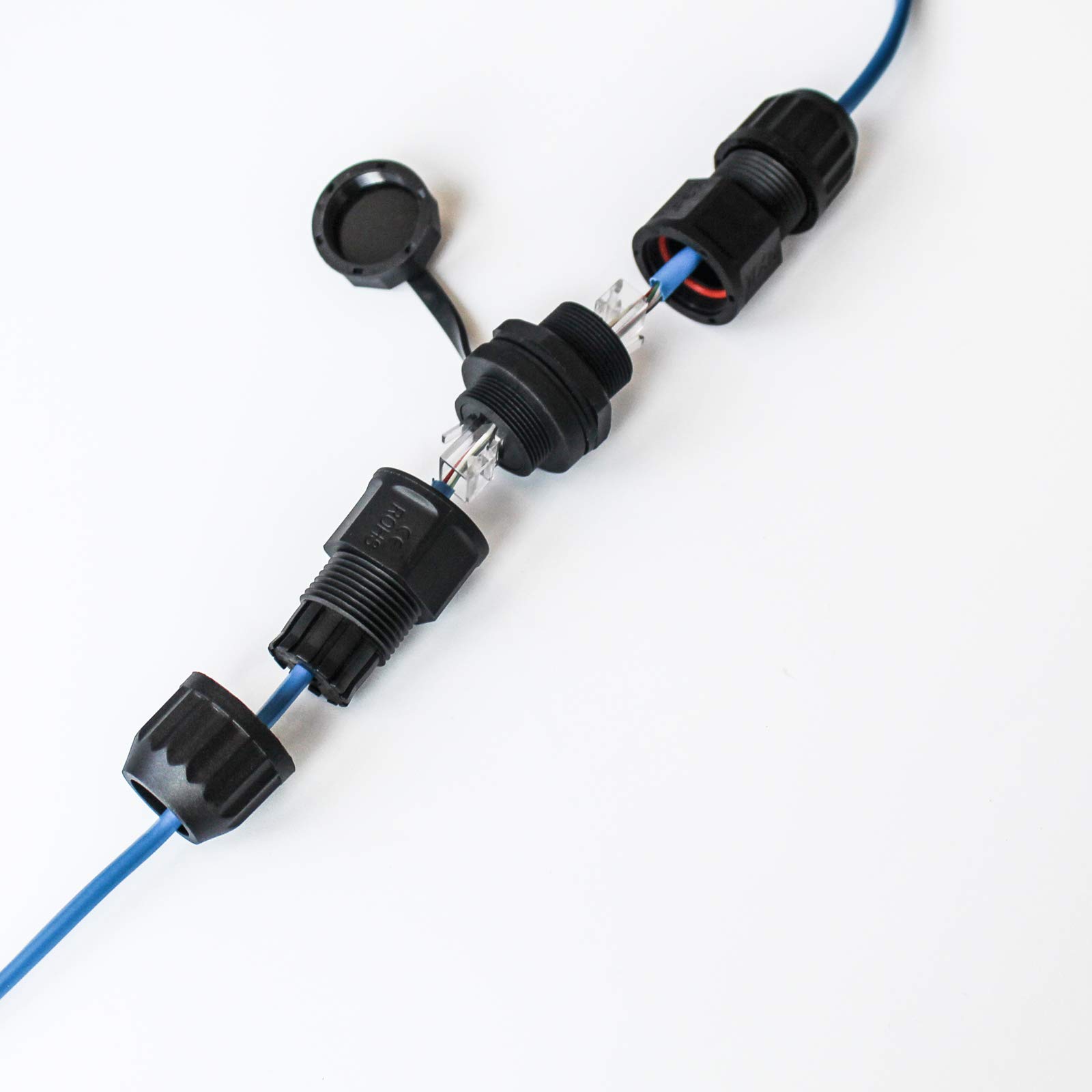 Waterproof RJ45 Connector, Female to Female Waterproof Ethernet Coupler, Panel Mount, IP68 Ethernet LAN Cable Coupler Outdoor Adapter Weatherproof Connection for CAT 6, CAT 5, CAT 5E, Cat7 (6-Pack)