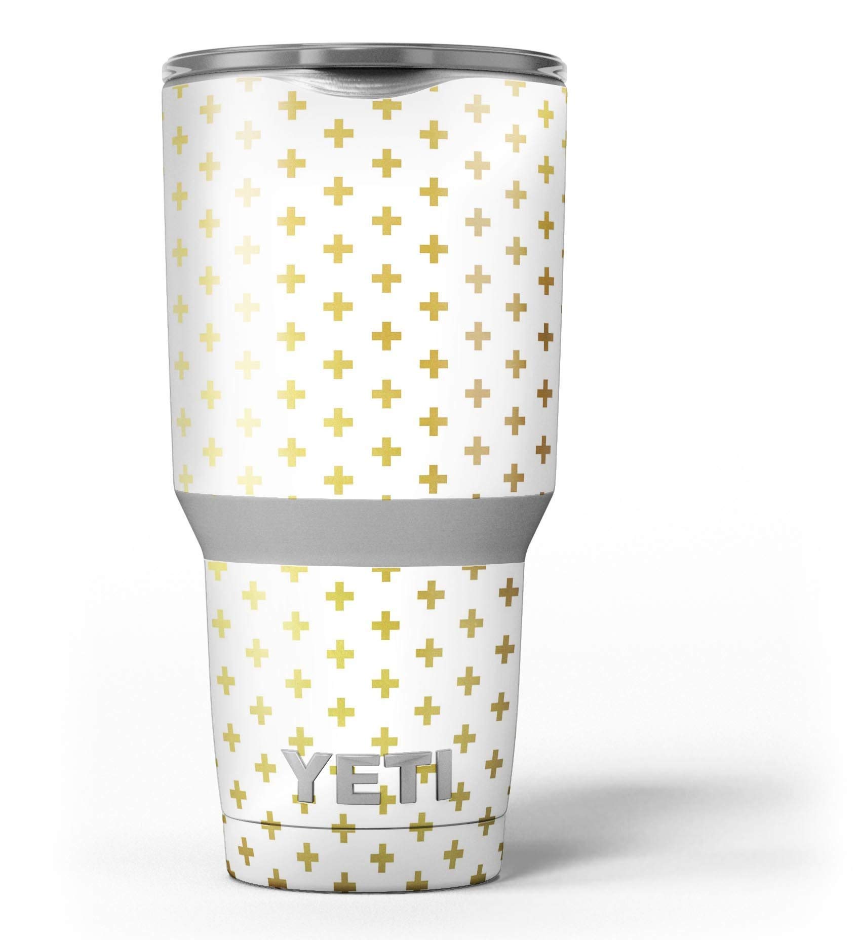 Design Skinz The Gold Mirco Cross Pattern - Skin Decal Vinyl Wrap Kit Compatible with The Yeti Rambler Cooler Tumbler Cups