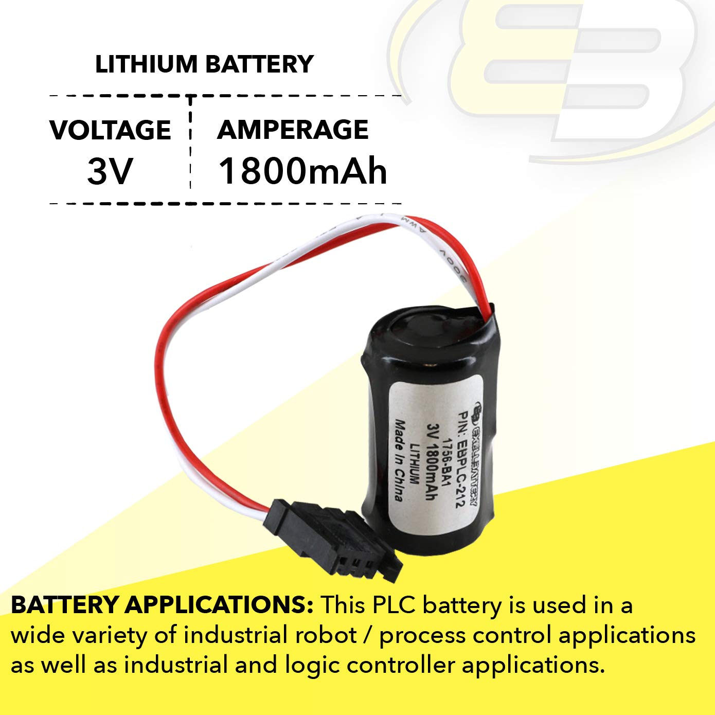 PLC 3V 1800mAh Energy+ Allen Bradley Replacement Battery 1756-AB1 1756-BA1