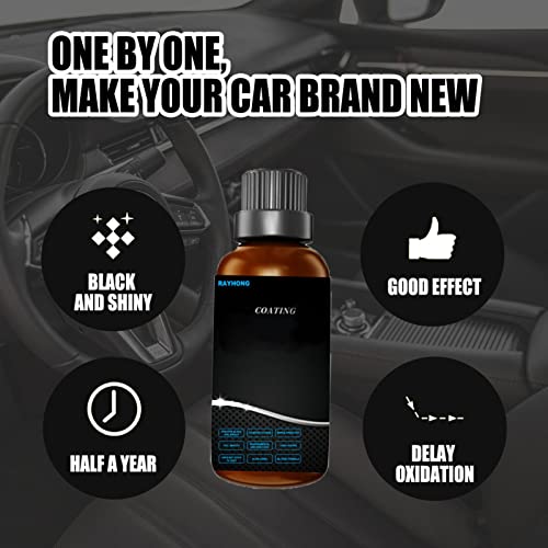 DETTELIN Auto Plastics Parts Refurbishment Agent | 50mL Car Interior Plastics & Leather Restorer, Auto Refurbishment Cleaning Agent Car Cleaner with Sponge