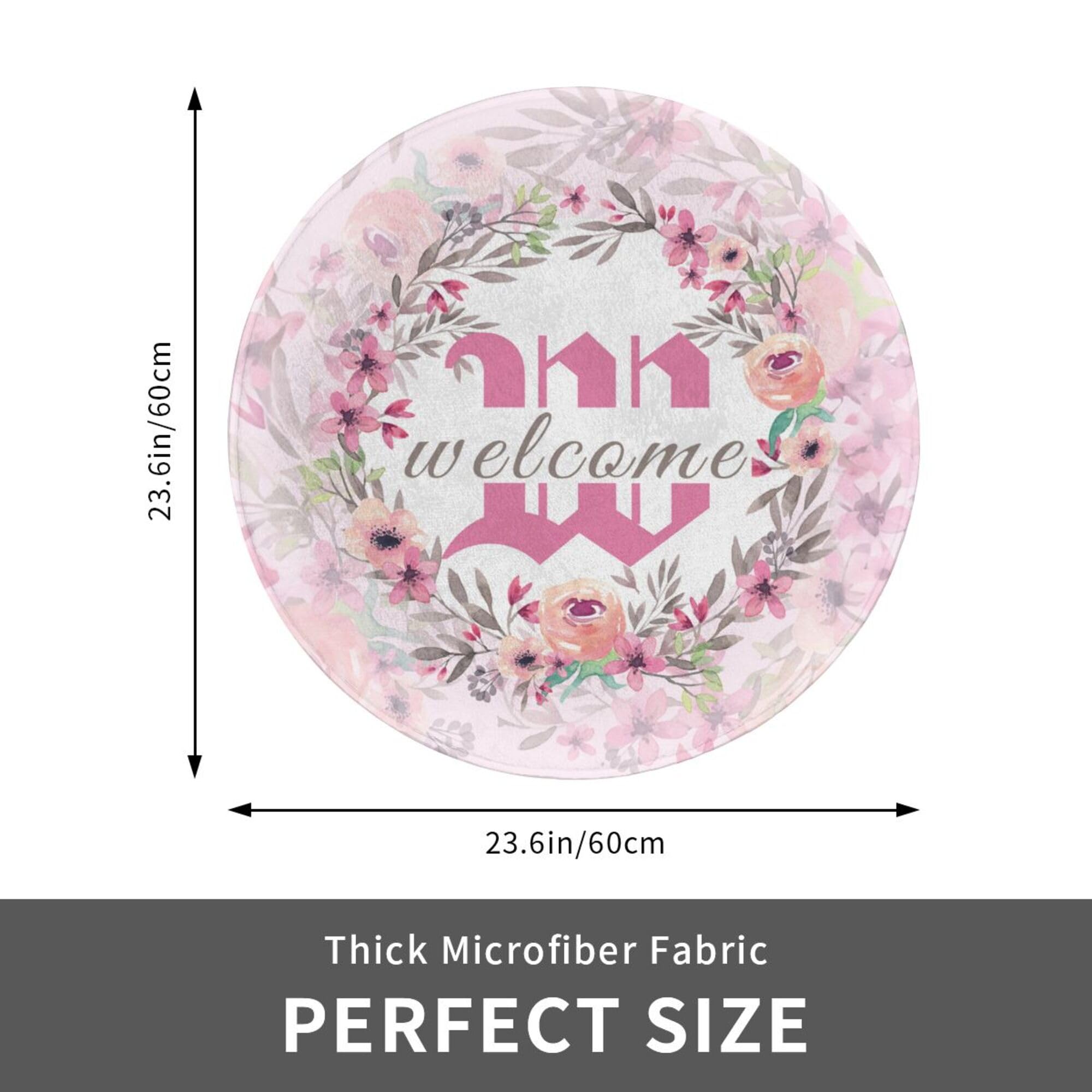 buxvhre Custom Round Floor Mat Personalized Bath Mat Add Your Photo Text Non-Slip Bath Rug Door Mat for Home Kitchen Bedroom Office Garden