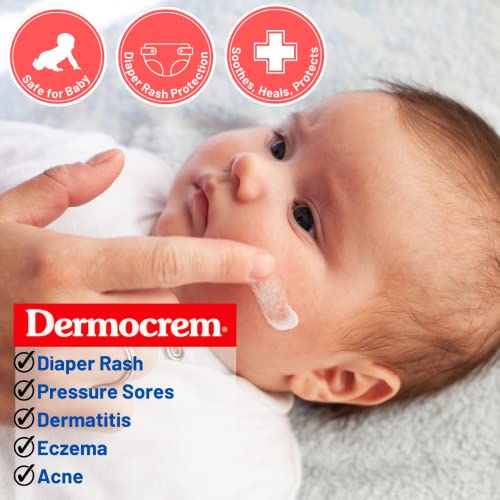 DERMOCREM β Diaper Rash Cream for Baby, Soothes, Heals, and Protects, Relief and Treatment of Diaper Rash, Zinc Oxide Cream (2.1 Oz.(60 G)