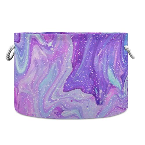 ALAZA Marble Purple Tie Dye Storage Box Toy Basket Laundry Storage Organizer Bins with Handles Large Baskets for Living Room Nursery Decor