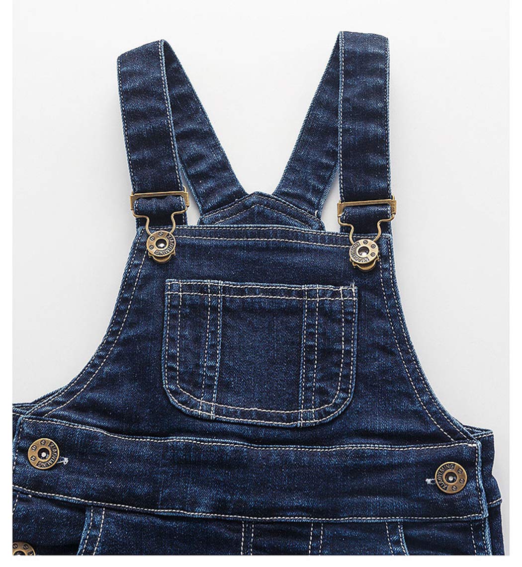 KIDSCOOL SPACE Baby & Little Boys/Girls Denim Overalls,Jean Workwear,Deep Blue,18-24 Months