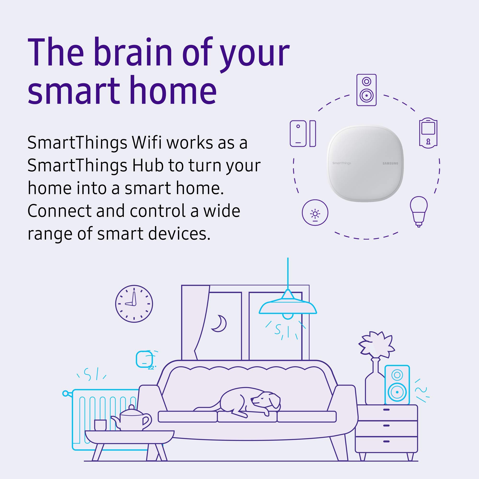 Samsung SmartThings WIFI Mesh Router Range Extender SmartThings Hub Functionality Whole-Home WIFI Coverage (Renewed)