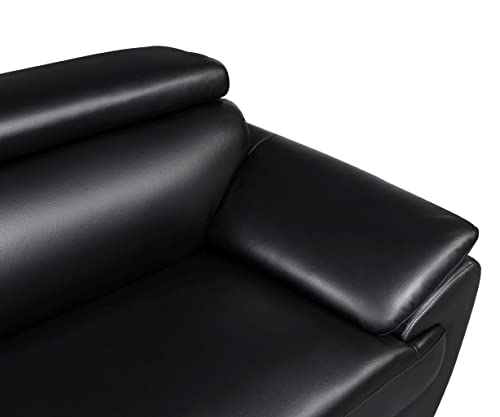 Blackjack Furniture 4571 Veal Collection Leather Upholstered Modern Living Room Loveseat, Black