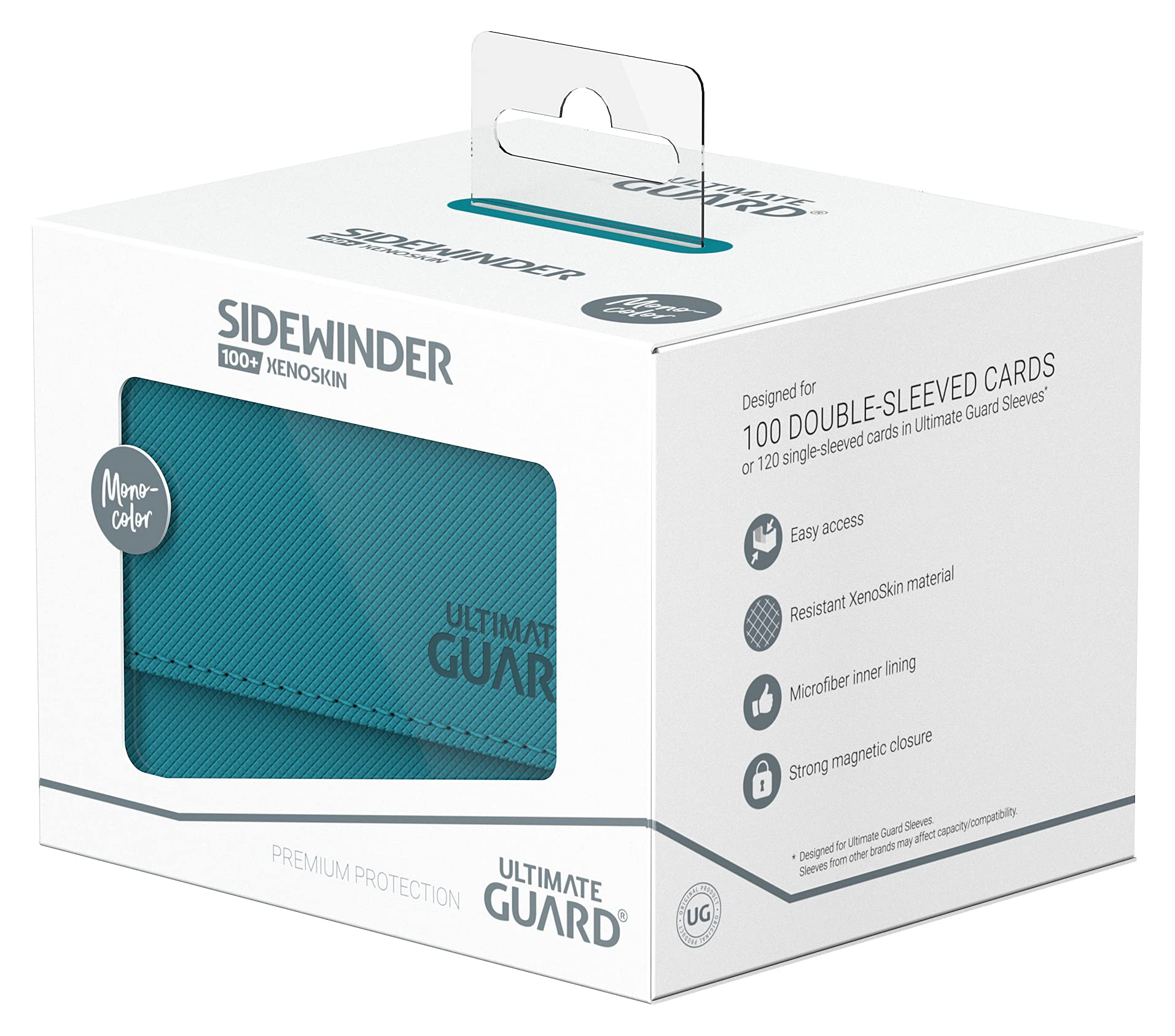 Ultimate Guard Sidewinder 100+, Deck Box for 100 Double-Sleeved TCG Cards, Petrol, Magnetic Closure & Microfiber Inner Lining for Secure Storage