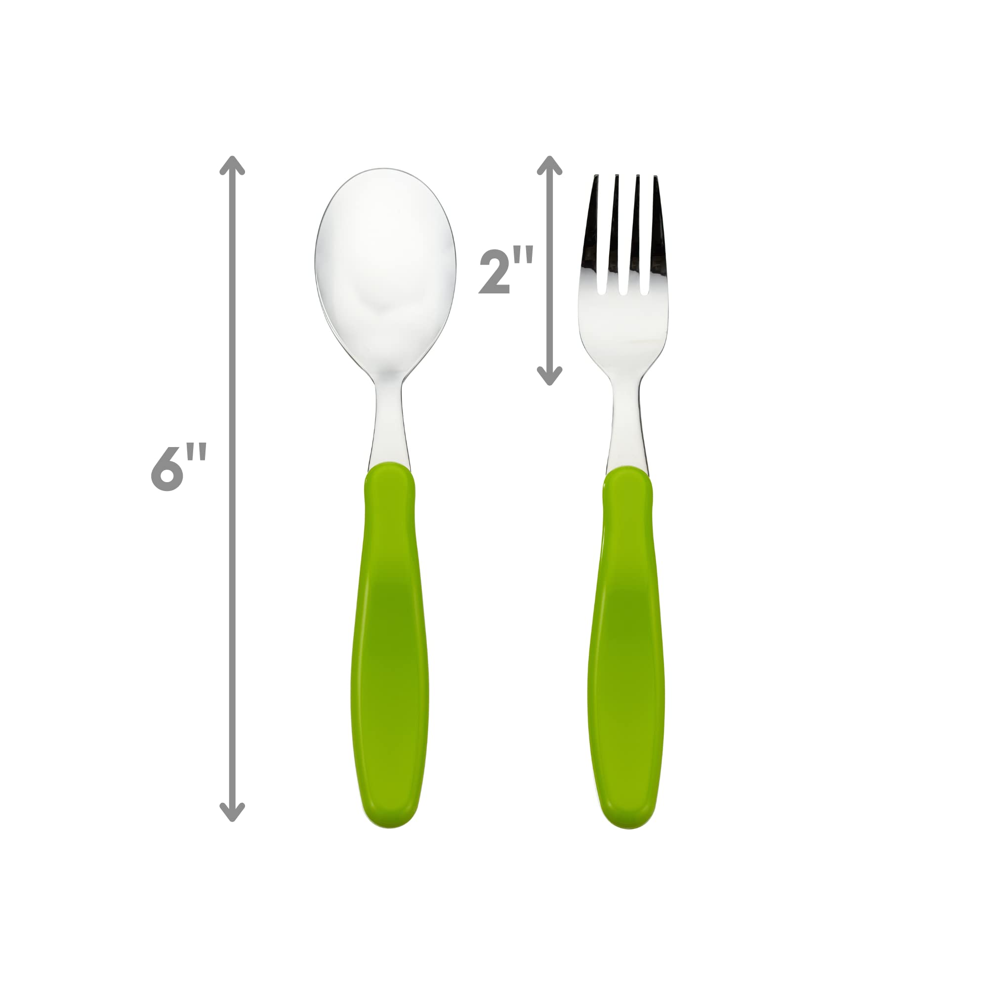 Innobaby Din Din Smart EZ Grip Spoon and Fork with Carrying Case, Utensil Set for Kids and Toddlers, BPA Free (Green)