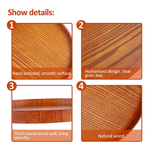 Fdit Wood Serving Plate Tray for Dessert Cake Coffee Red Tea Kitchen or Restaurant Using (33cm / 12.99 inch)