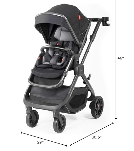 Diono Quantum2 3-in-1 Multi-Mode Stroller for Baby, Infant, Toddler Stroller, Car Seat Compatible, Adaptors Included, Compact Fold, XL Storage Basket, Black Cube