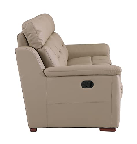 Blackjack Furniture Walker Leather Match Upholstered Reclining Living Room Sofa, Beige
