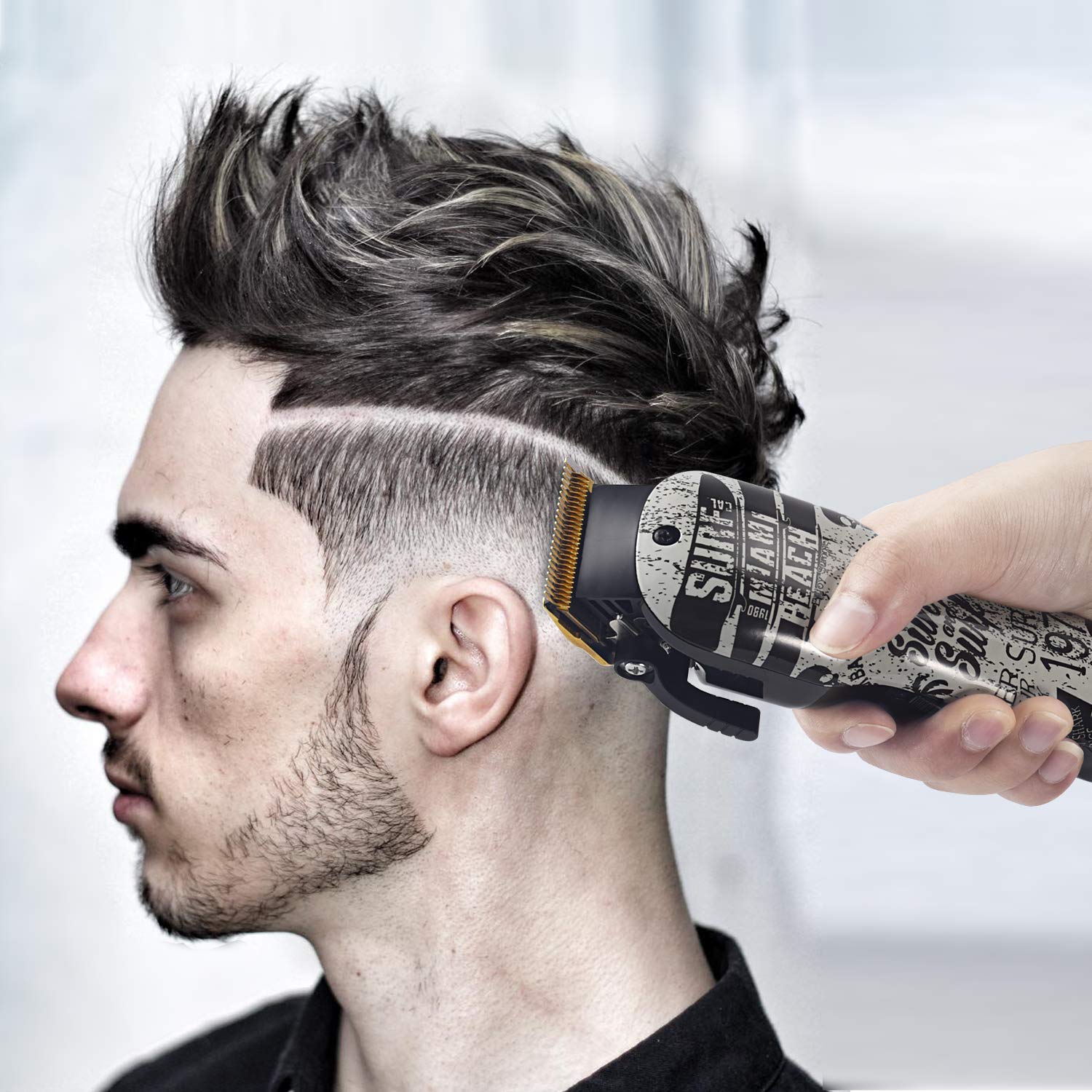 HONGNAL Professional Pro Hair Clippers Cutting Kit,2000mA Powerful Electric Cutting Trimmer Set,Hair Cutting Kit Cordless for Men,Great for Barbers and Stylists((Summer Beach)
