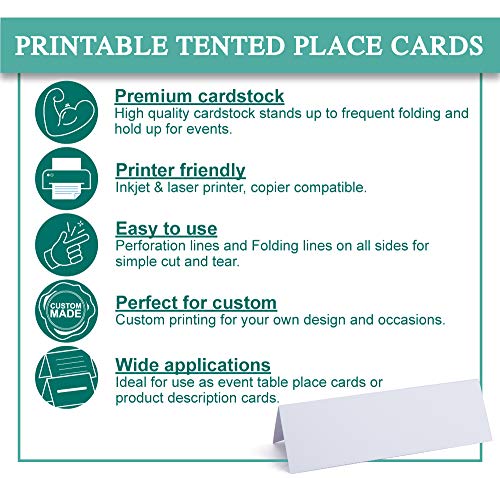 KARRES (QTY 120) 2.5 x 8 Inches Blank Table Place Tent Cards for Weddings Banquets Events Table Seating Food Labels