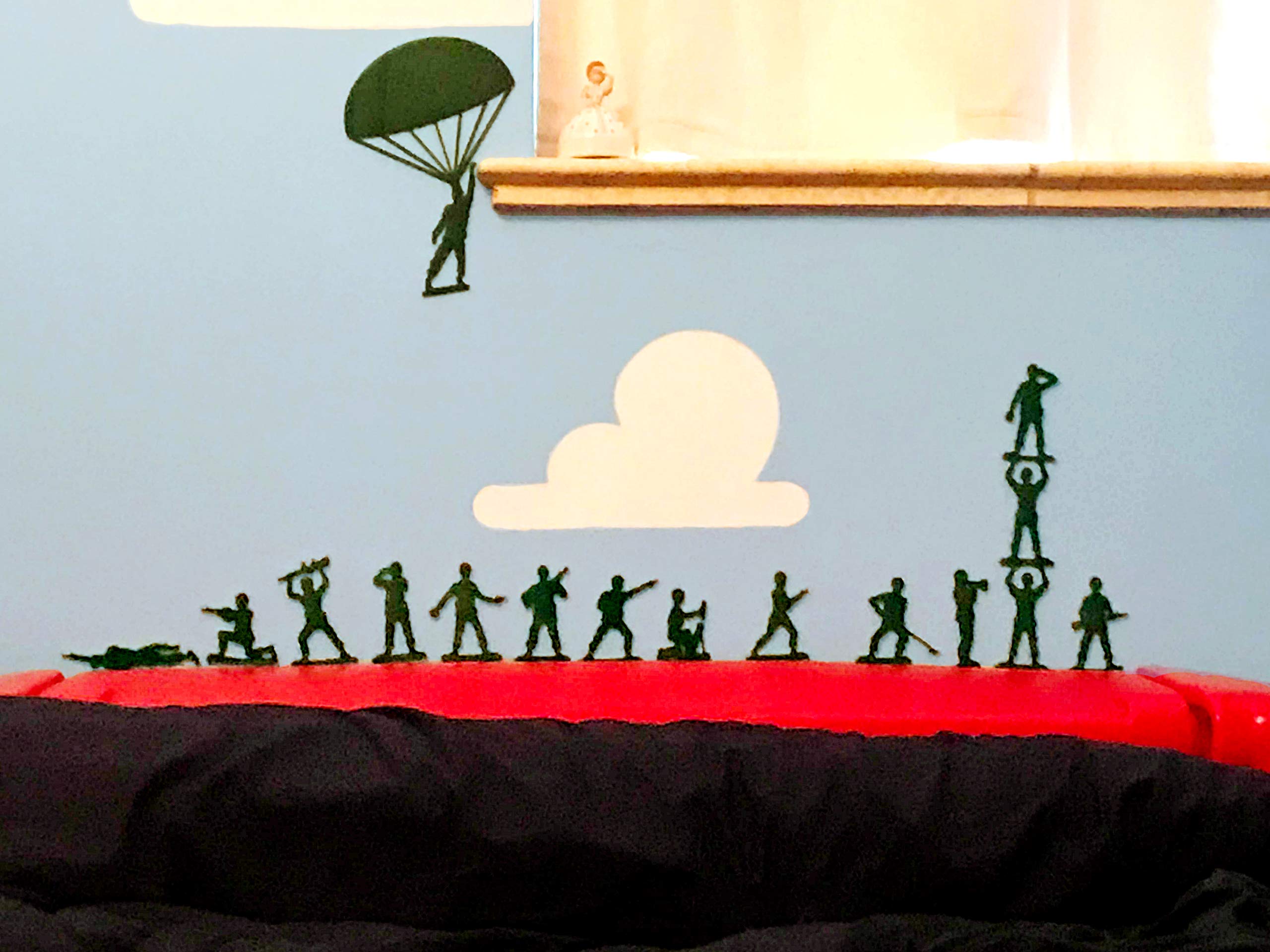 Set of 18 Army Men Acrylic Green Wall Decorations for a Kid's Toy Story Room or Andy's Room Nursery