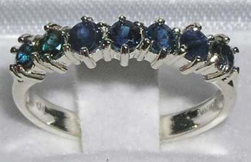 925 Sterling Silver Natural Sapphire Womens Eternity Ring - Size 5