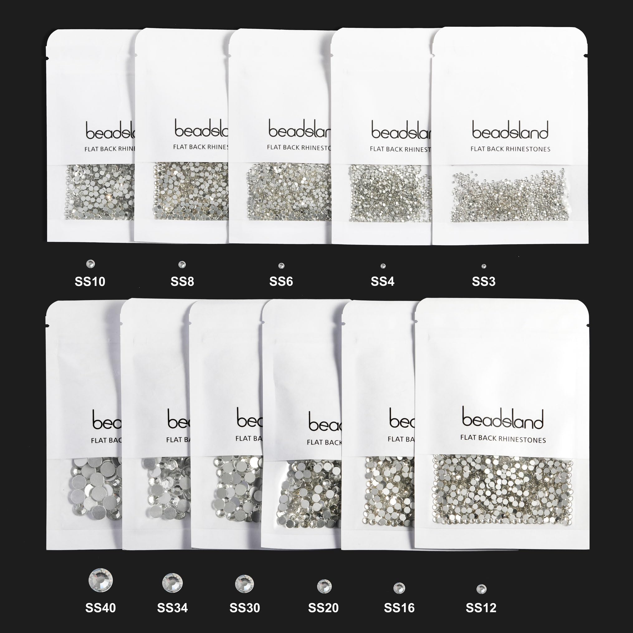 beadsland Flat Back Crystal Rhinestones Round Gems for Nail Art and Craft Glue Fix, CrystalAB (4.6-4.8mm) SS20/1440pcs