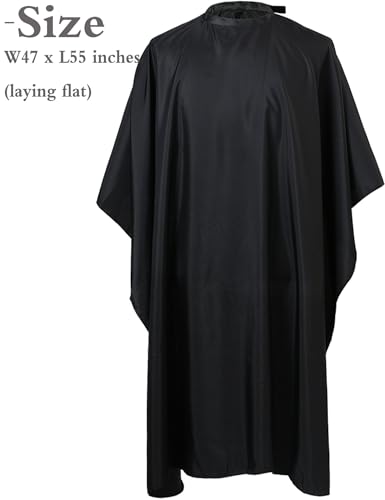 HOOMBOOM Professional Salon Cape with Snap Closure, Waterproof Hair Salon Cutting Cape Barber Hairdressing Cape with Adjustable - 47" x 55" Black