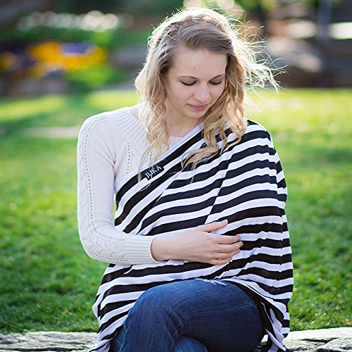 Creation Core 3 in 1 Nursing Breastfeeding Cover Baby Car Seat Cover Canopy Stretchy Carseat Canopy Grocery Cart Cover (Blue)