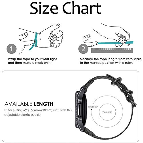Fintie Bands Compatible with Samsung Galaxy Watch 3 45mm / Galaxy Watch 46mm / Gear S3 Classic/Frontier, Soft Woven Nylon Band 22mm Quick Release Adjustable Replacement Sport Strap, Black
