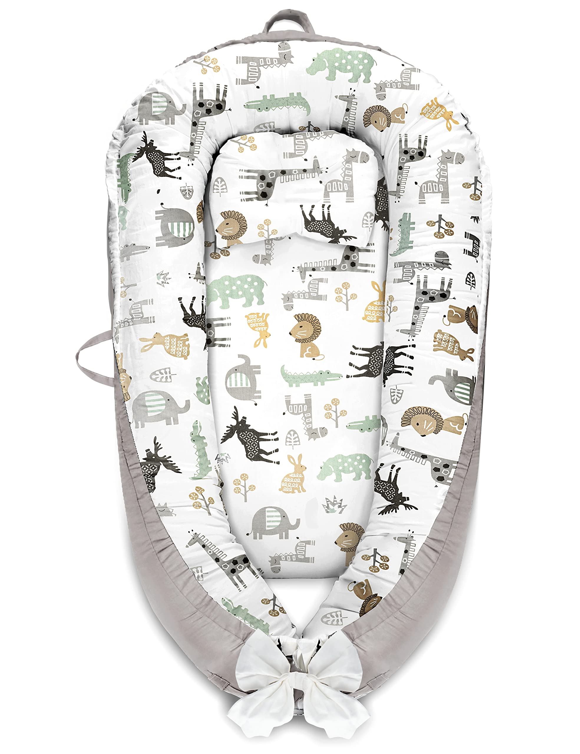 GIEFRNE Baby Nest Baby Lounger Newborn Bassinet Mattress for Baby 0-12M Portable Infant Floor Seat Co-Sleeping Baby Registry Search (Animal)
