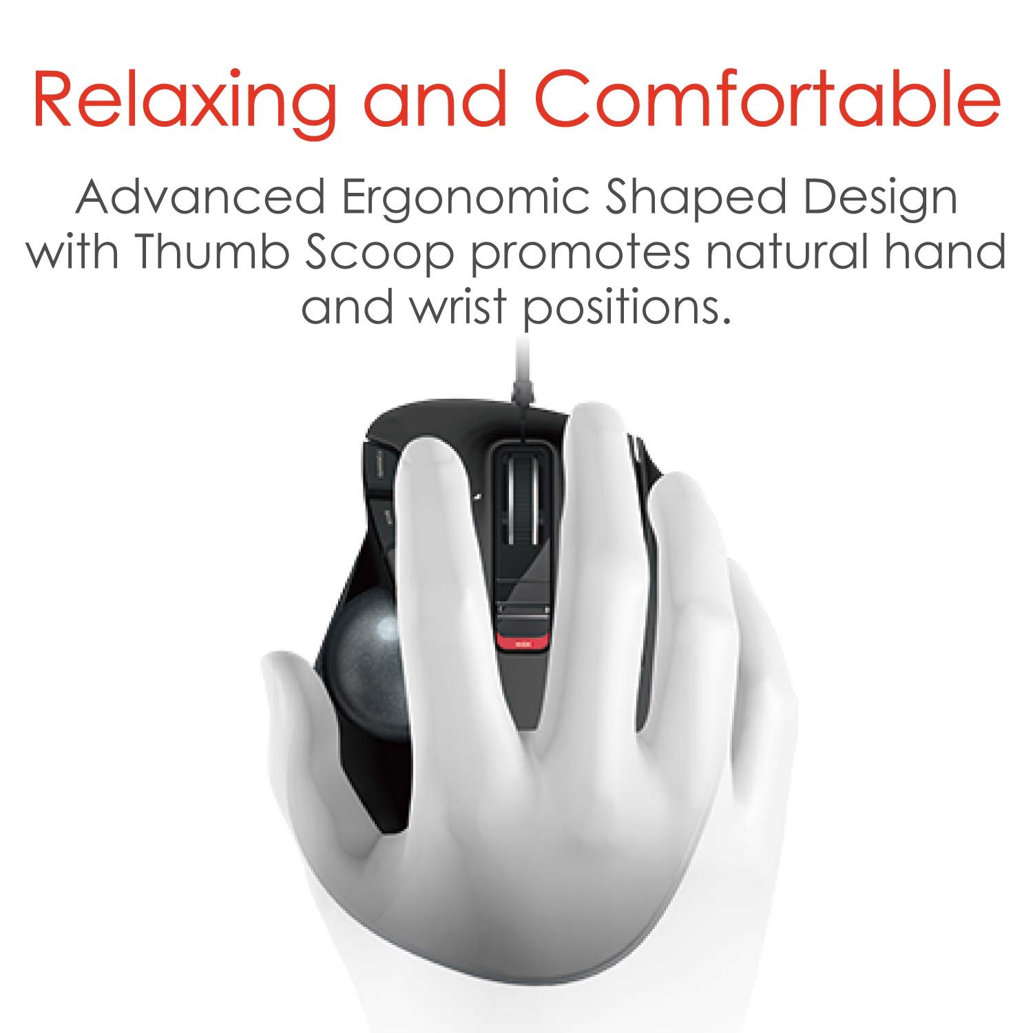 ELECOM EX-G Wired Trackball Mouse, Ergonomic, Thumb Control, Smooth Tracking Roller Ball, 6 Programmable Buttons, Tilt Scroll Computer Mice for PC Mac