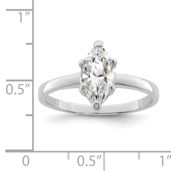 925 Sterling Silver Solitaire Marquise Cubic Zirconia CZ Engagement Ring Size 7