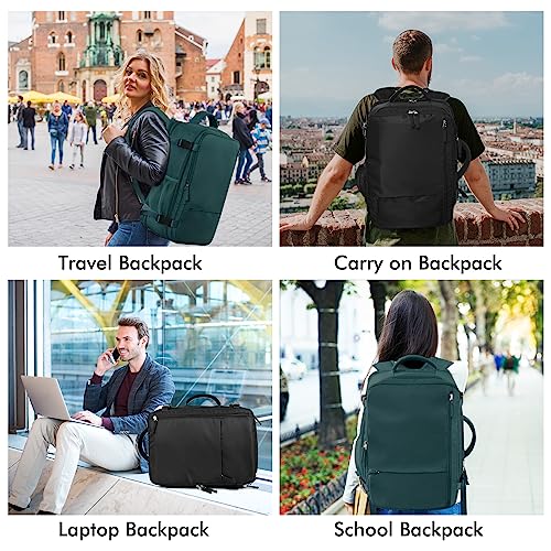 Beraliy Large Travel Backpack, Flight Approved Personal Item Bag, 17 Inch Laptop Backpack, 40L Carry On Luggage Daypack, Business Weekender Overnight Bag, Peacock Blue