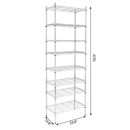 KOIECETA 8-Tier Wire Shelving Unit Adjustable Steel Wire Rack Chrome