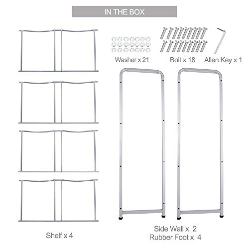 KAX 5-Gallon Water Bottle Holder 8 Trays Water Jug Rack 4-Tier Water Bottle Rack Reinforced Steel Rack for Water Storage Water Bottle Storage Rack for 8 Bottles, Silver