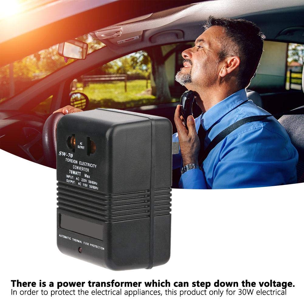 YWBL-WH Travel Plug Power Adapter 70 Watts Voltage Converter 220V to 110V Step Down Voltage Converter Power Transformer 70W CN Plug for Hair Dryer Steam Iron Laptop Cell Phone