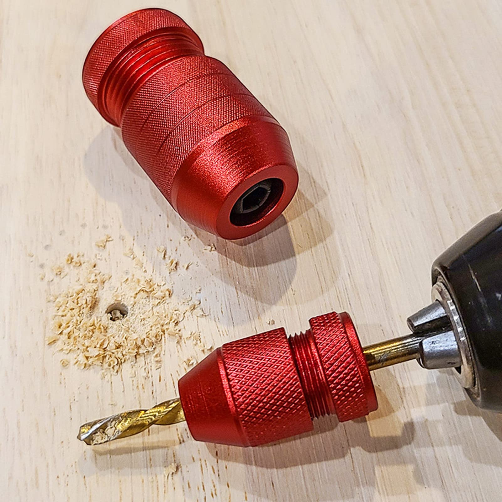 Adjustable Aluminum Alloy Drill Stop Collar Anti Slip Nylon Inner Ring Drill Stop Collar for Woodworking(For 0.24 to 0.43in Drill Bit)