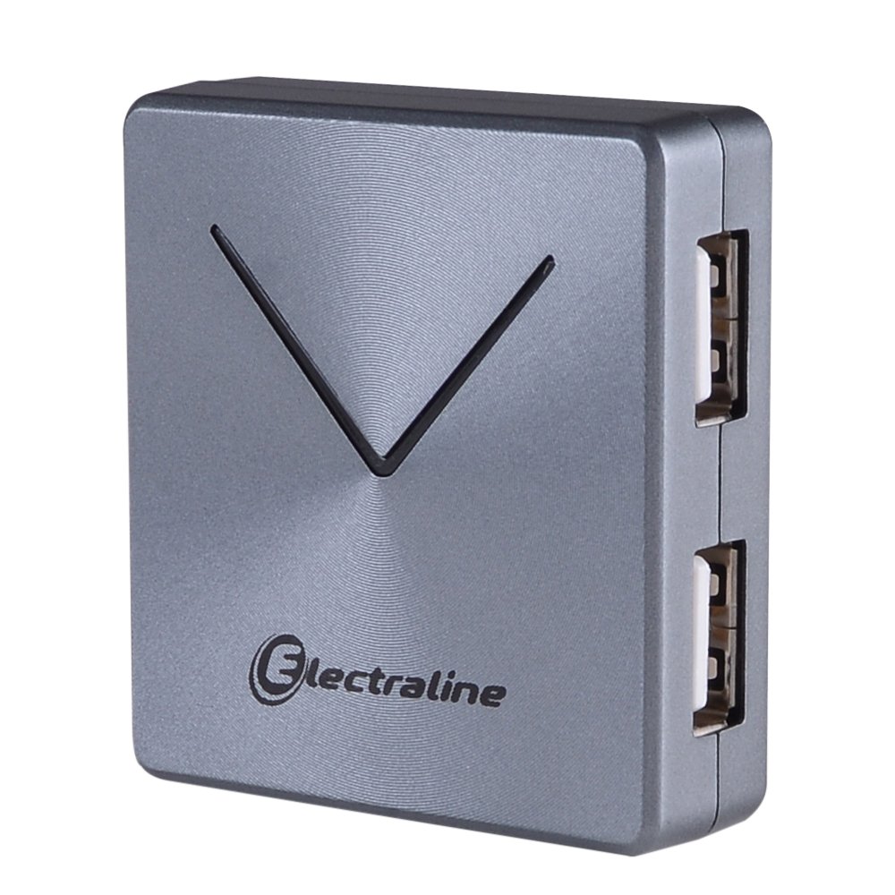 Electraline 500336 USB 2.0 Hub 4 Ports SuperSpeed Aluminium with USB 3.0 Cable 50 cm for iMac, MacBook Air, MacBook Pro, MacBook, Mac Mini, PC and Laptop